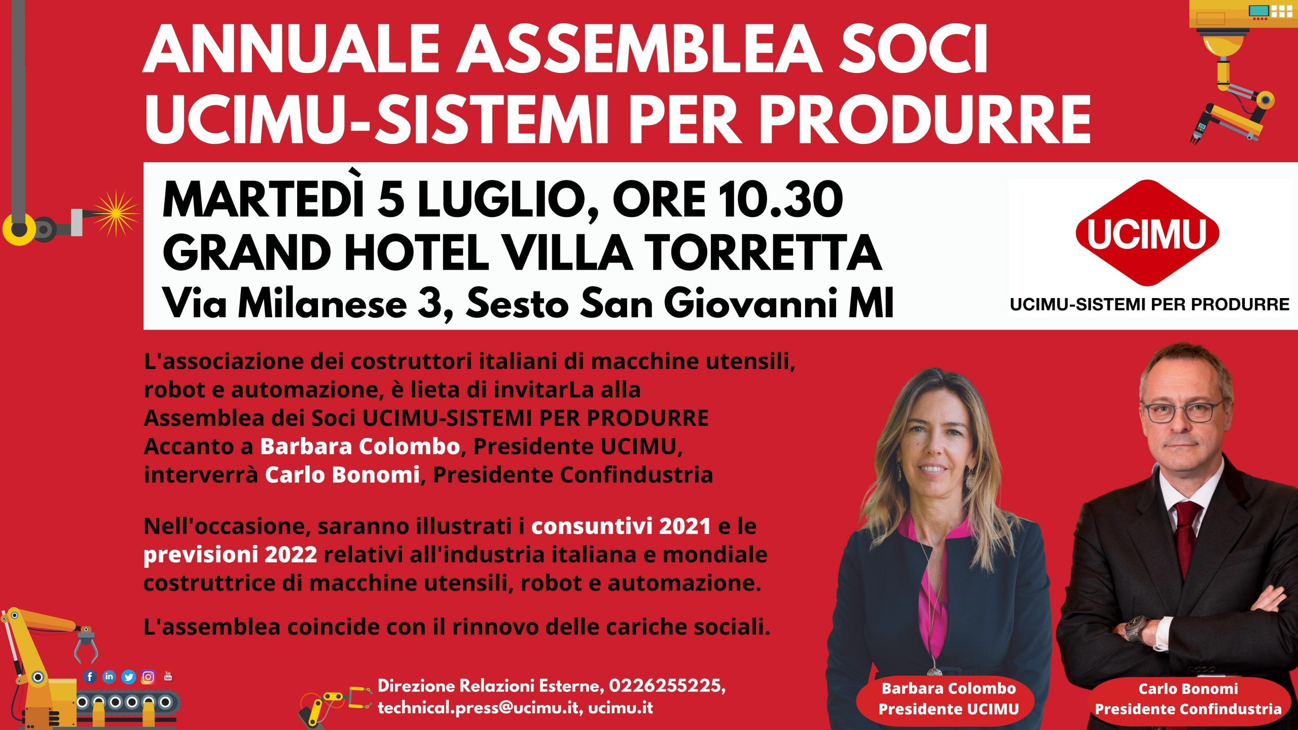 Assemblea soci Ucimu, martedì 5 luglio 2022